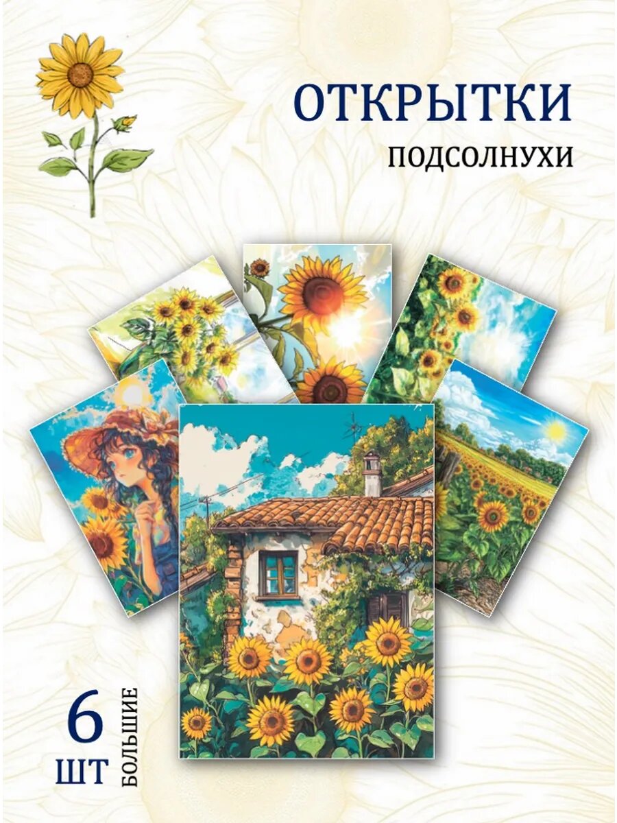 А6 Открытки цветы для любимых подсолнухи