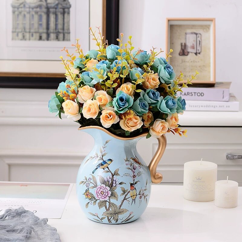 Керамические вазы для тумбы под телевизор, декор для гостиной, композиции из сухоцветов, скандинавские украшения для