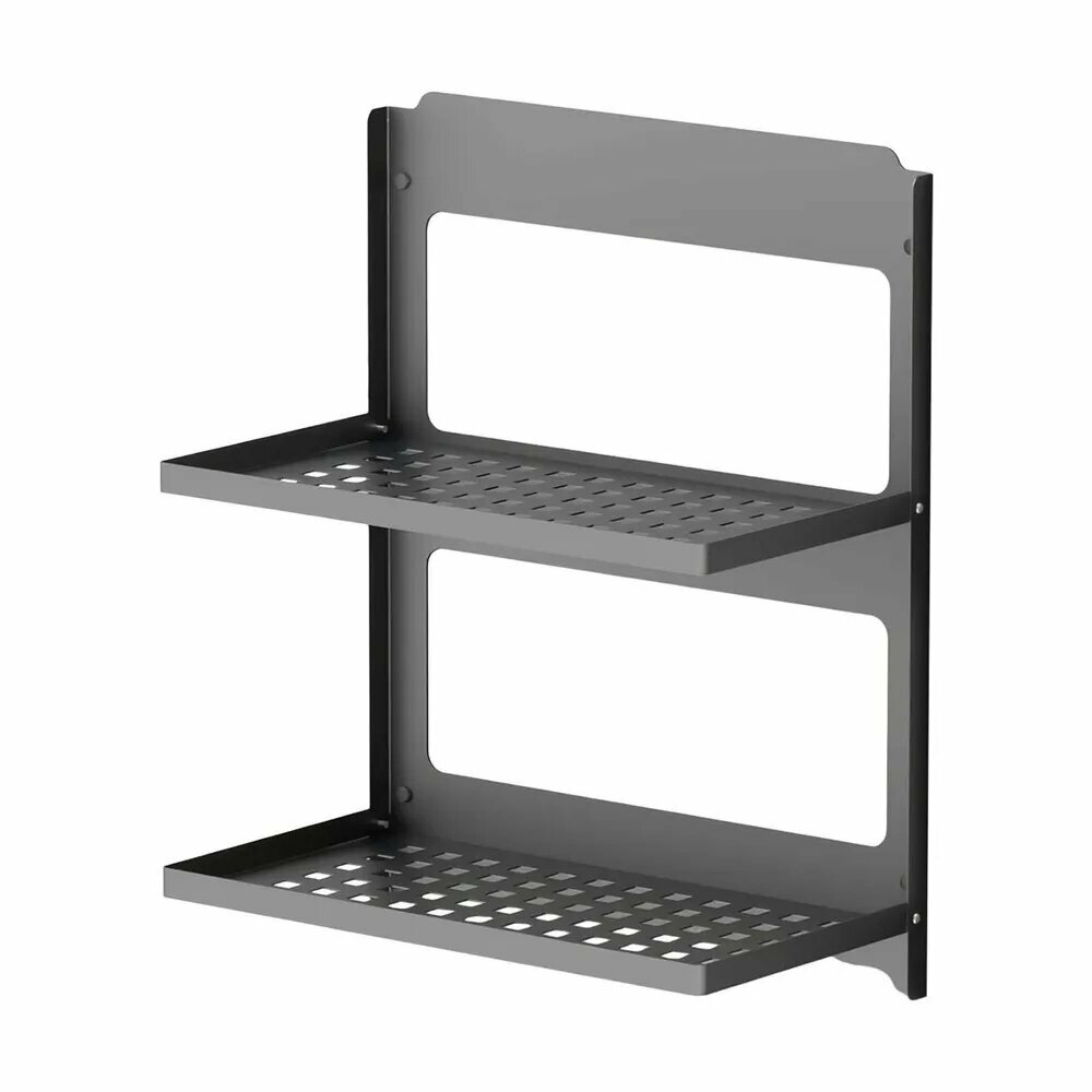 Стеллаж двухъярусный, настенный, складной, металлический, черный, 18 см x 41.5 см