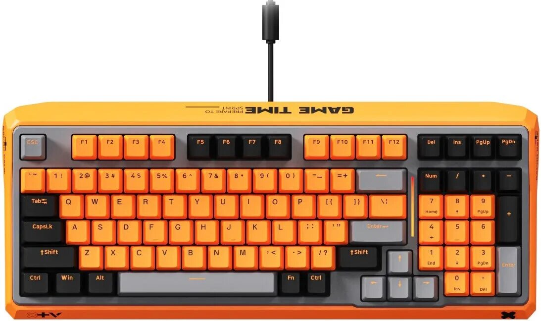 Клавиатура Rapoo ESK750-98 (черный/серый/оранжевый), игровая, механико-оптическая, полностью металлическая, проводная