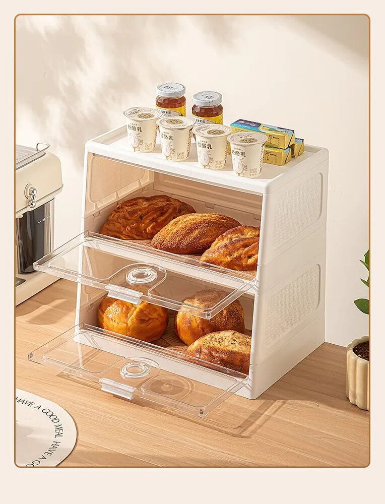 Хлебница, пластиковая, 40.5 см х 26.5 см х 39 см, белая, с крышкой для хранения выпечки