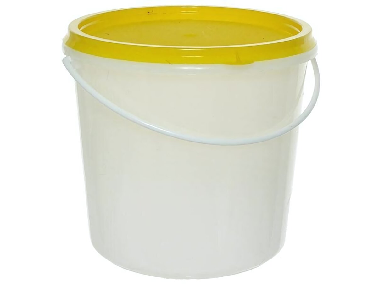 Ведро пластиковое 2л Бриг, белое с желтой крышкой, пищевое, с ручкой, Россия