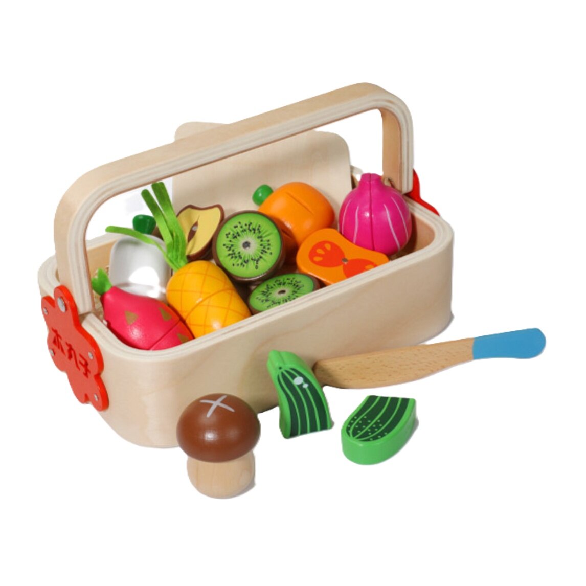 Детские деревянные магнитные игрушки для резки фруктов и овощей Play Food Playset Игрушки для кухни для малышей, Материал: Пlywood + Lotus wood, Размеры коробки: 26 x 15 x 9 см, Вес: 0.95 кг, Упаковка: Color box