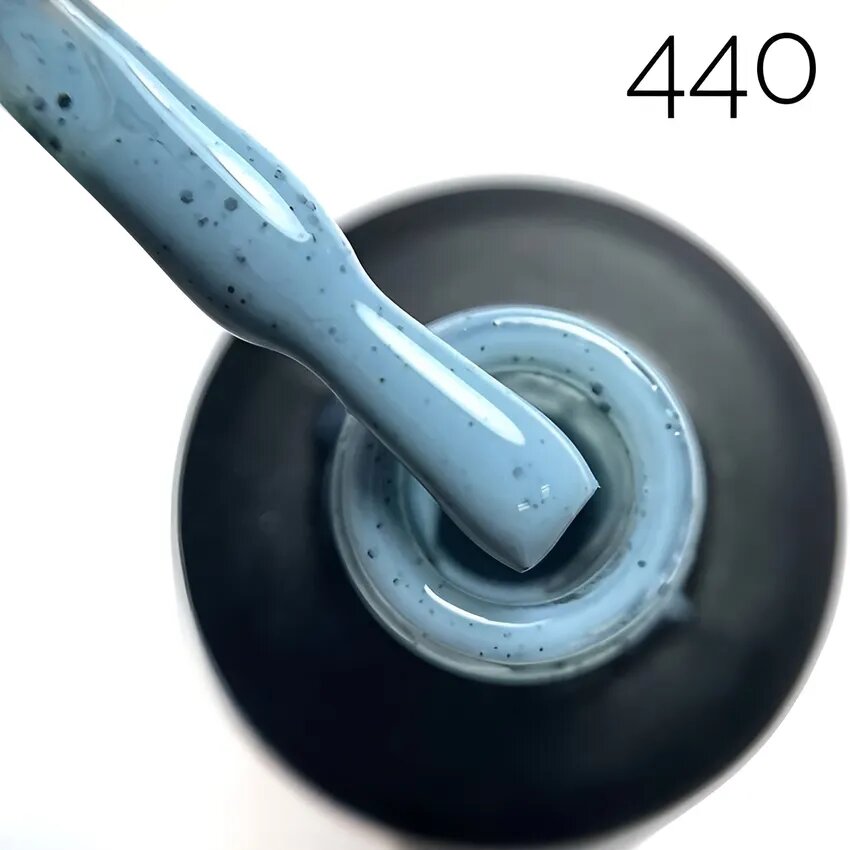 Sova De Luxe Гель-лак голубой с чёрными частицами, оттенок 440, 15мл.