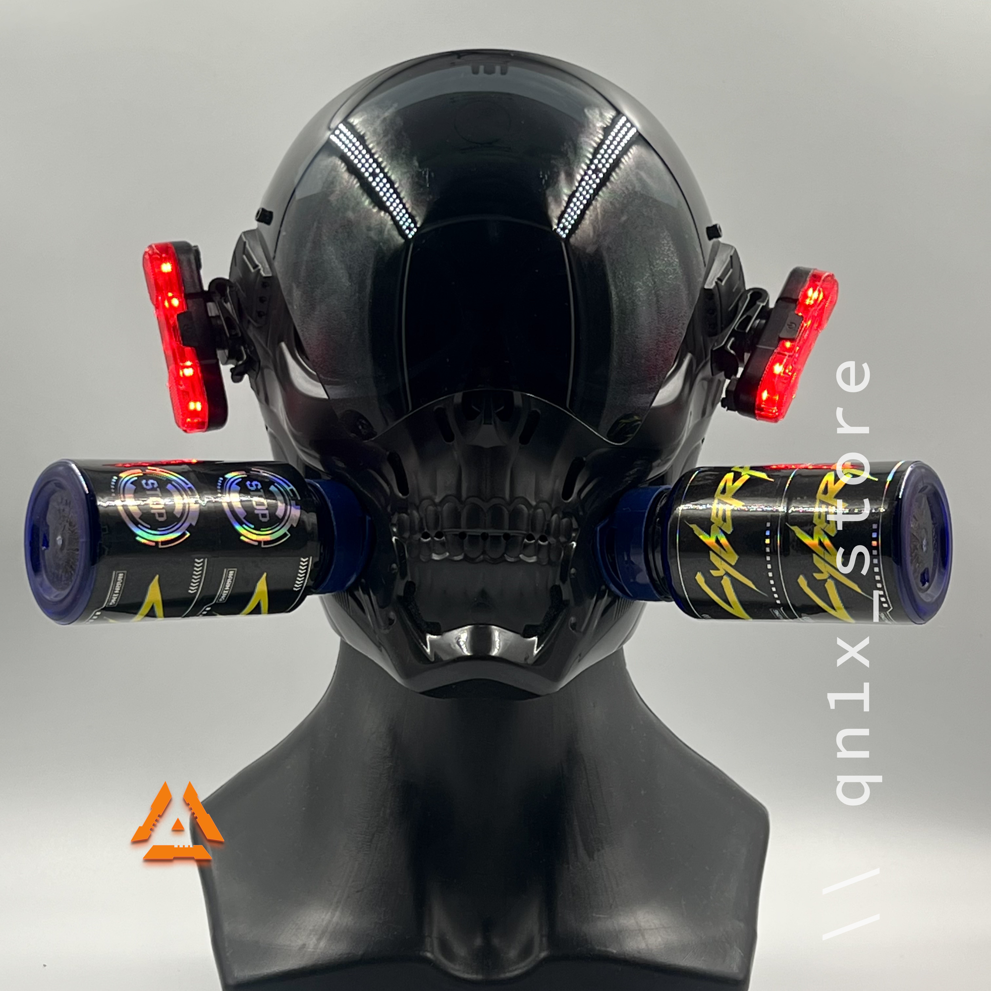 Киберпанк маска 'WareLite CBR' от QN1X - страшный череп. Cyberpunk 2077. LED подсветка. Маскарад. Скелет. Ролевые игры