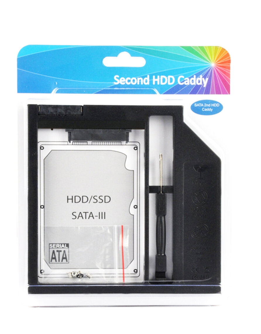 Адаптер-Корпус HDD Caddy Optibay универсальный 9 - 9,5 мм с поддержкой SATA3 (SATA-SATA)