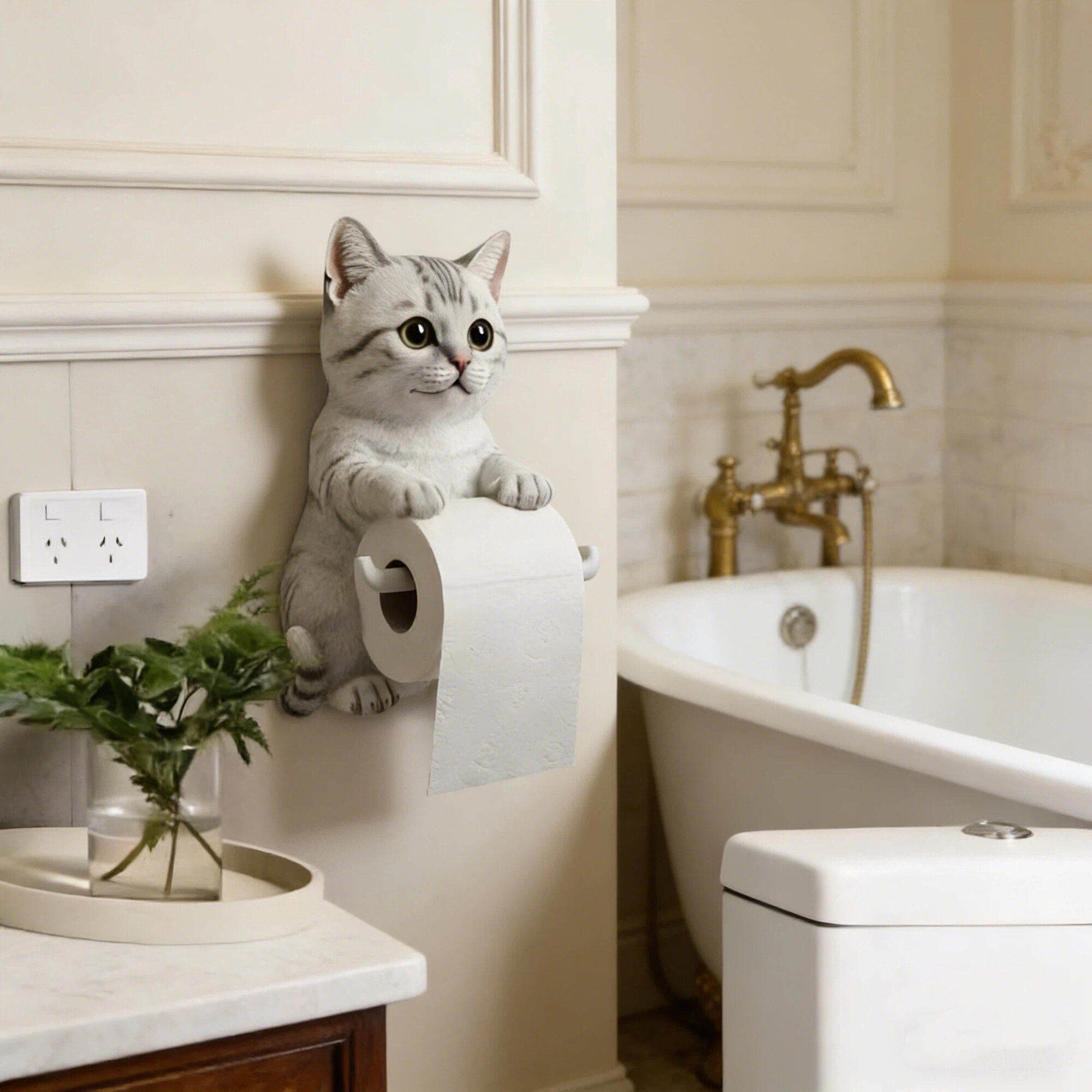 Оригинальный держатель для туалетной бумаги с фигуркой кошки, стильный декор для ванной комнаты из качественной смолы