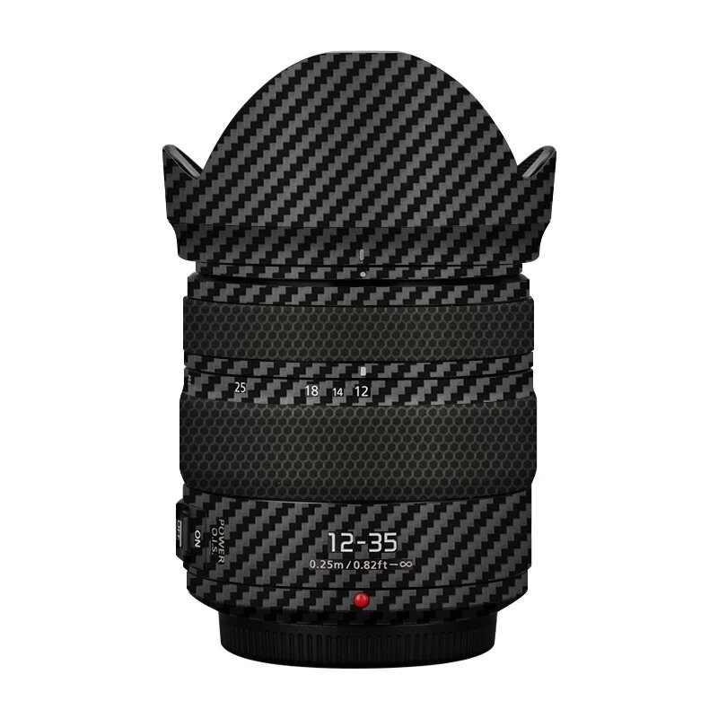 Высококачественная наклейка для объектива Panasonic 12-35mm f/2.8 II с черным матовым покрытием
