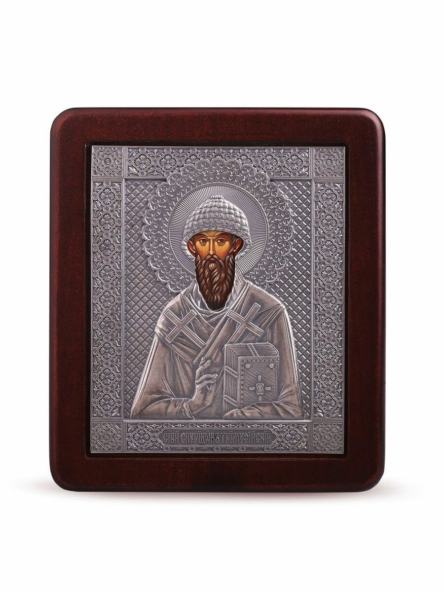 Икона Русские Самоцветы "Спиридон Тримифунтский", 15x10 см, барельеф