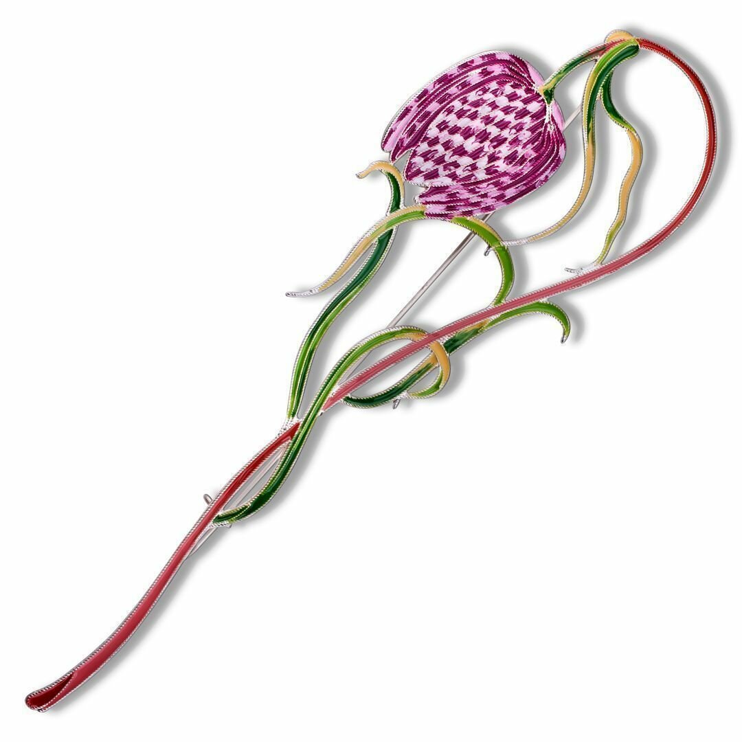 Брошь, серебро, 925 проба, эмаль