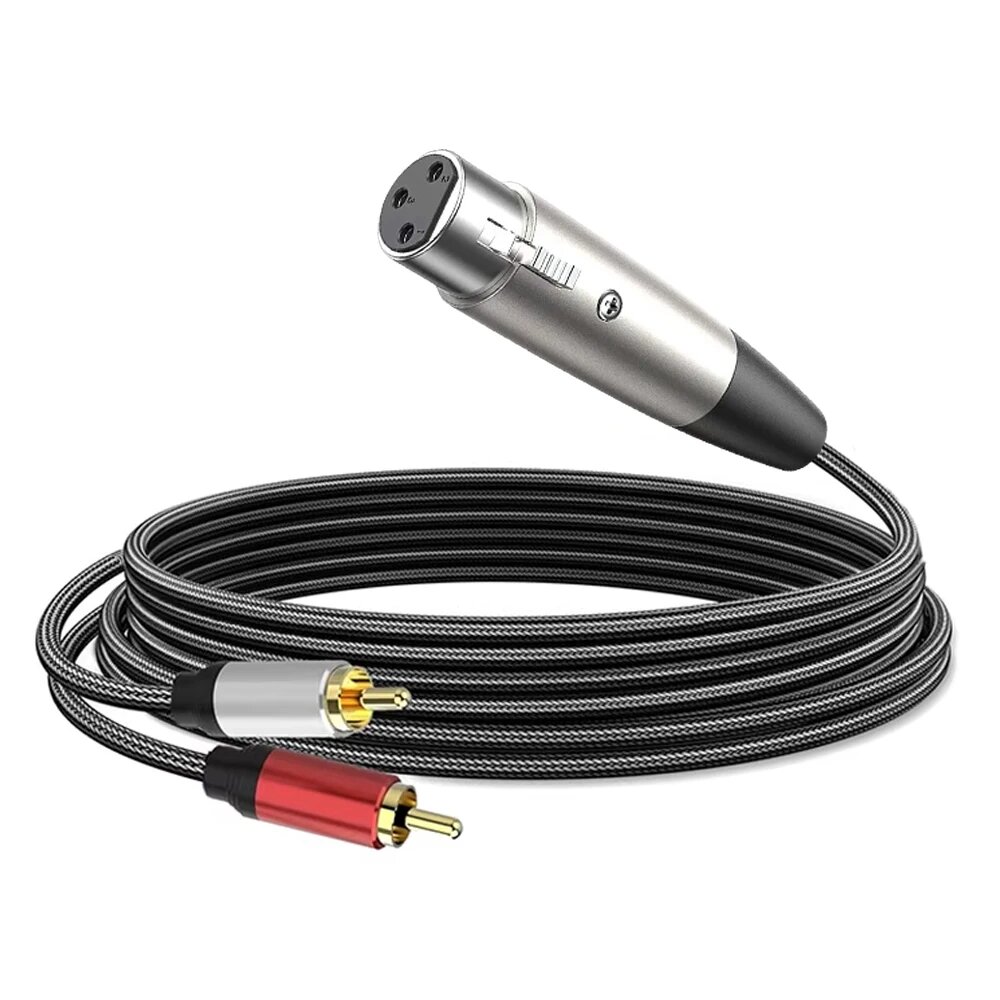 EQP Разветвитель XLR на 2 RCA аудио кабель XLR Female to 2RCA, 1m