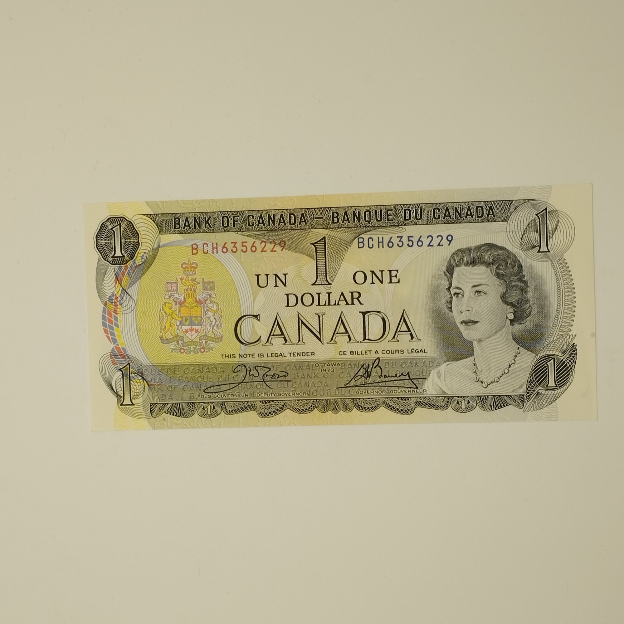 Банкнота. Канада. Елизавета II. 1973. 1 доллар. Тип: 1969. Серия/№: BCH6356229. AU