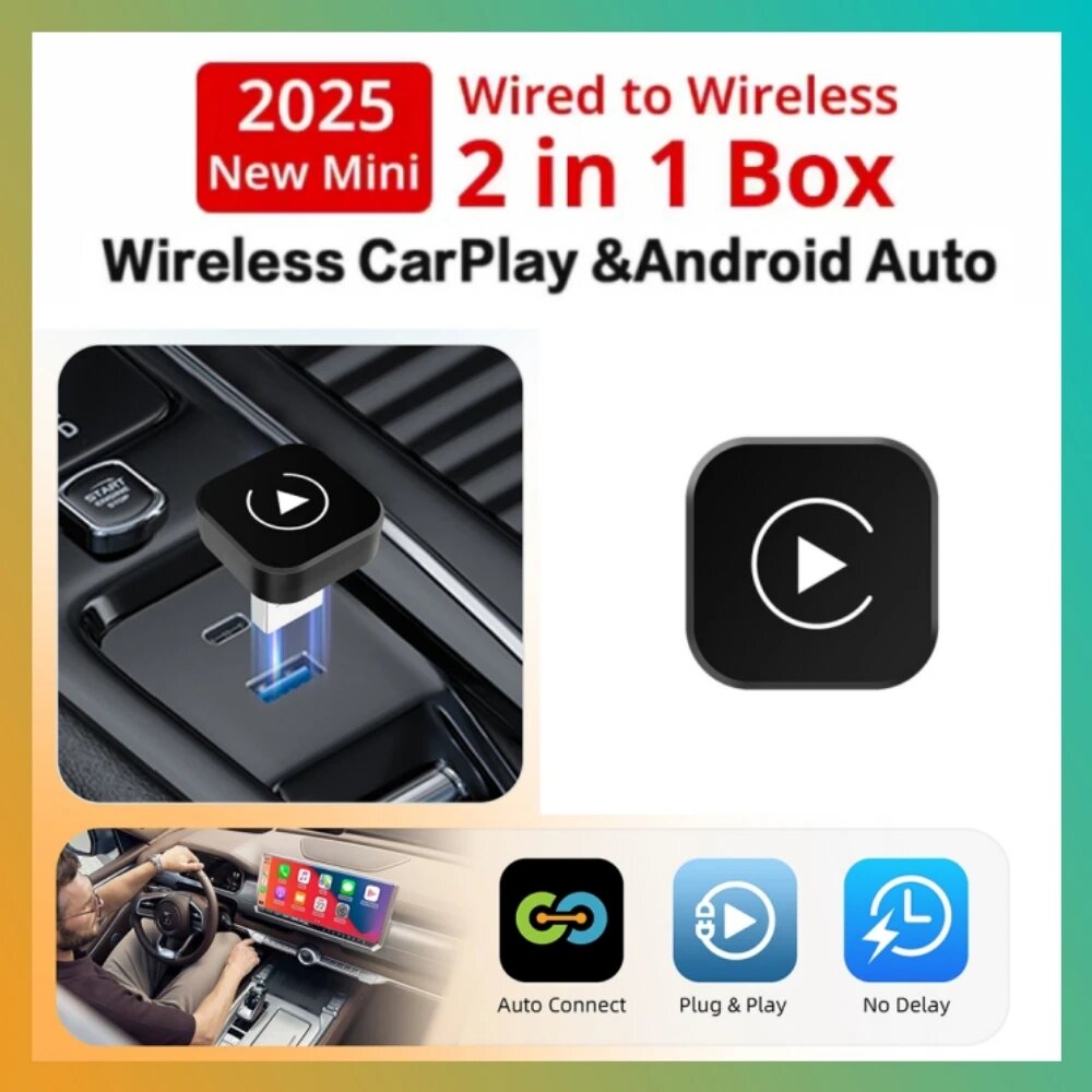 Беспроводной адаптер CarPlay 2-в-1, беспроводная автомобильная система Android с искусственным интеллектом, подходит для автомобилей с проводным CarPlay.