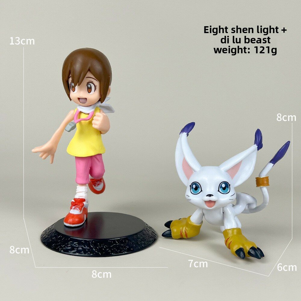 Digimon pvc модельный набор персонажей yamato и agumon для отображения или подарка стиль а