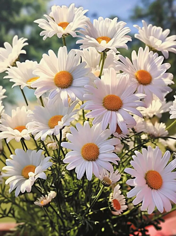 Алмазная мозаика 40х50 без подрамника Ромашки