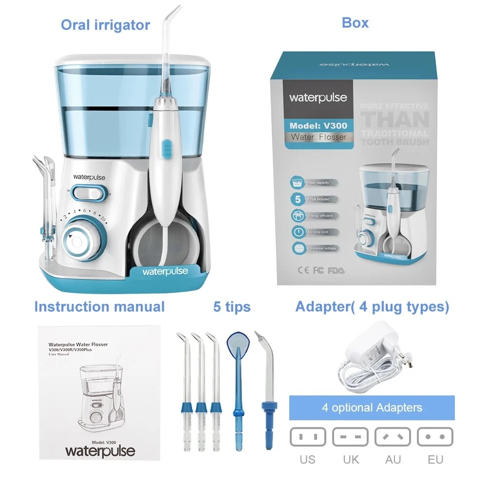 Waterpulse V300G ирригатор для полости рта ЕС, Синий