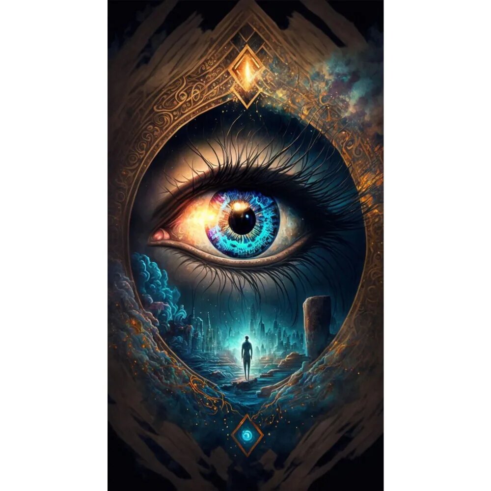 Алмазная Мозаика "Абстракция Всевидящее Око2" 40*50 См, Безрамная, Идеальна Для Дома, Украшения, Подарков.