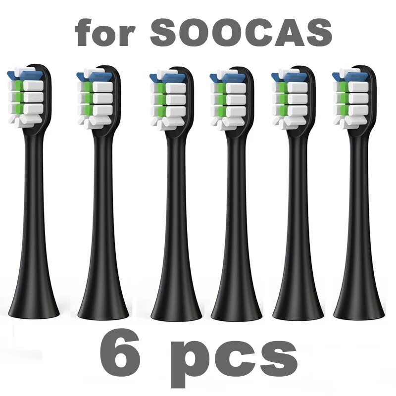 Насадки для зубной щетки SOOCAS, 6 шт, черный