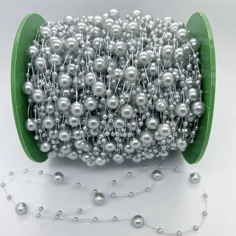 Искусственный жемчуг, леска 5/10 ярдов, 3-8 мм Изумрудный, 10yards, Grey