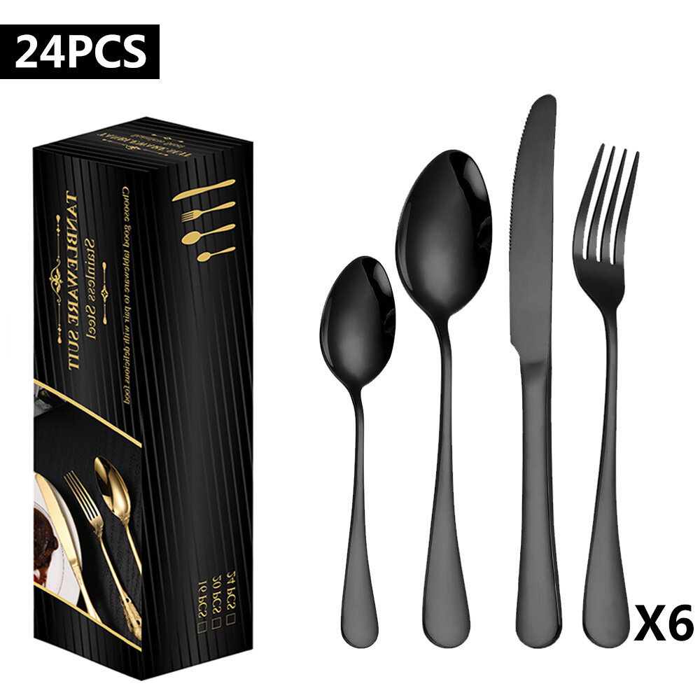 Международный бестселлер: набор столовых приборов из нержавеющей стали 1010, 24 предмета, набор ножей, вилок и ложек в западном стиле, подарочный набор столовых приборов.