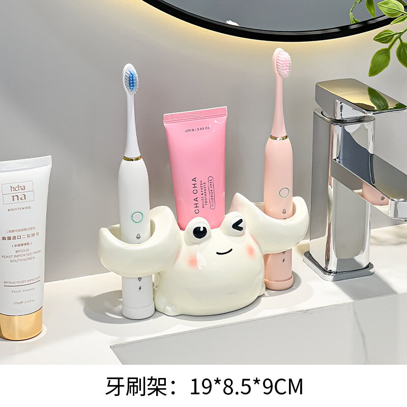 Керамическая подставка для электрической зубной щетки с мультяшным крабом, держатель для зубной пасты и зубной щетки в ванной