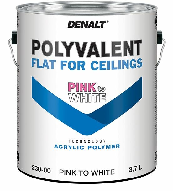 Краска для Потолков с Индикатором Denalt 230-00 Polyvalent Flat For Ceiling 3.78л Ультраматовая, Белая.