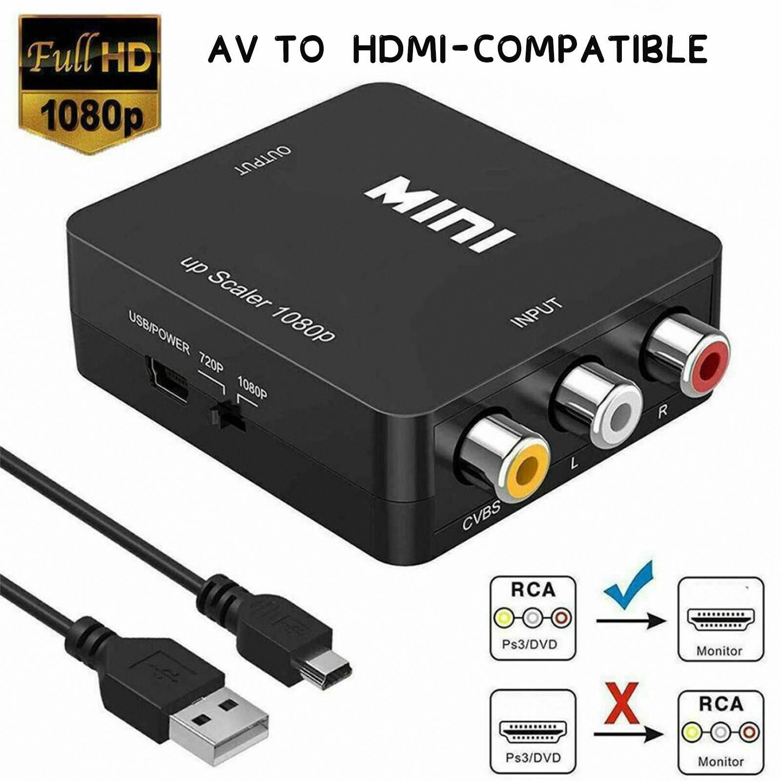 Преобразователь HDMI в AV , Подходит для телевизоров, DVD, видеомагнитофонов VHS и т. д.