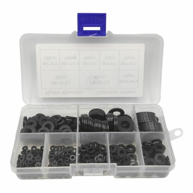 Круглые нейлоновые шайбы 8 размеров, 500 шт.