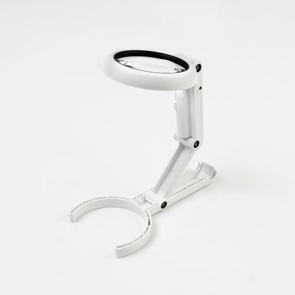 Лупа настольная складная, LED-подсветка, увеличение 5 и 11 крат, диаметр 70 мм
