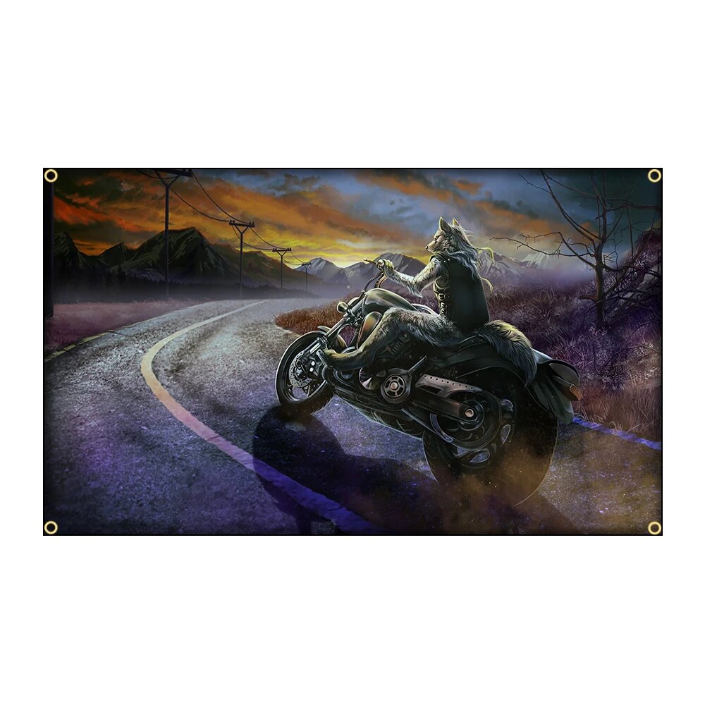 Флаг волк белый, 90x150cm, 4 Grommets
