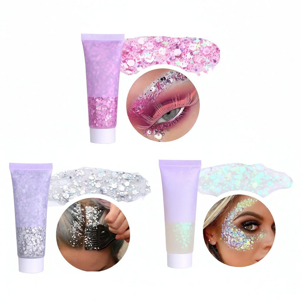 Чанки Блестки: 50 Мл Гель Для Тела И Лица - Водостойкое Сияние Без Клея, Универсальный Макияж Для Фестивалей