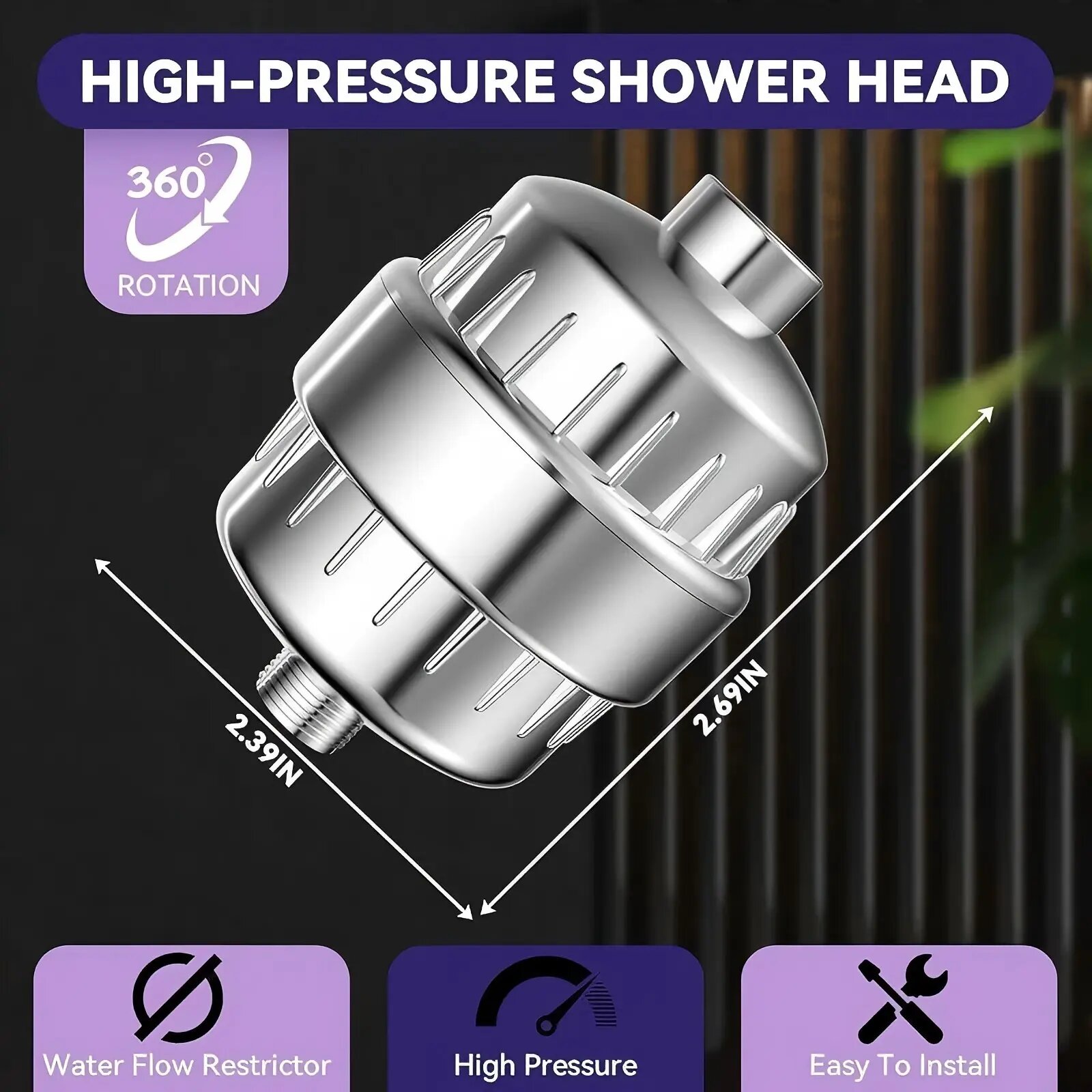 Фильтр для душа 1/2", 20 слоев, компактный и надежный. Серебро