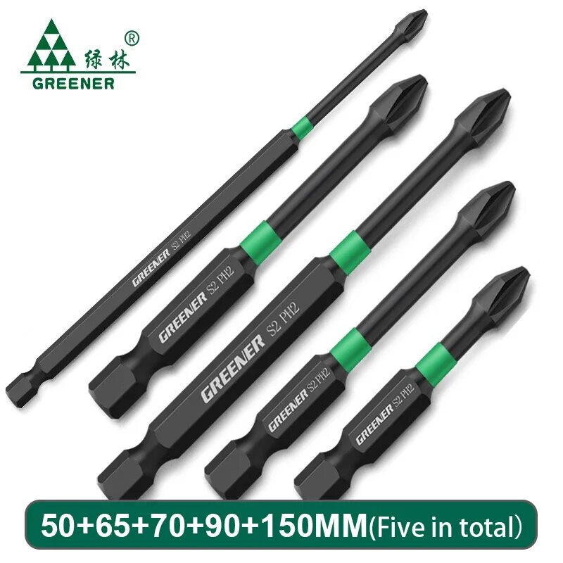 Набор ударных бит Greener 50-150мм, 5шт