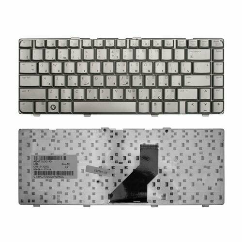 Клавиатура для ноутбука HP Pavilion DV6000, DV6100, DV6200, DV6300, DV6400, DV6500 Плоский Enter. Серебристая без рамки