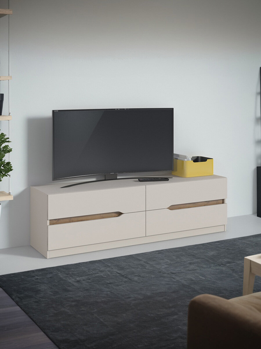 Тумба с ящиками столплит Нова СБ-3631 ЛДСП Кашемир серый, Дуб Вотан/Кашемир Серый 160*40,9*46,2 см