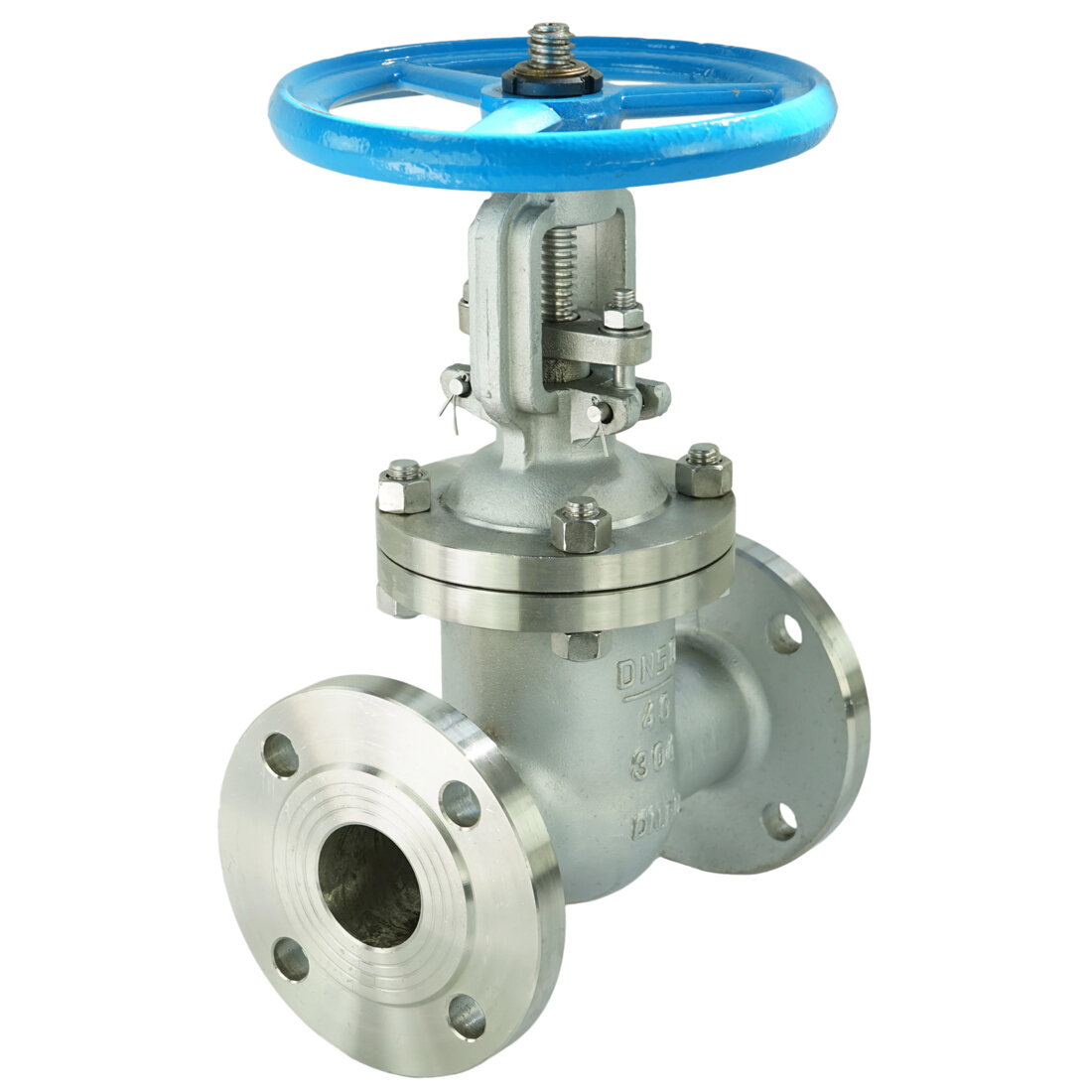 Задвижка клиновая 30нж15нж DN.ru 304-304-M-2W-F-S Ду100 Ру40 фланцевая, корпус - нержавеющая сталь 304, материал клина - нержавеющая сталь 304, уплотнение - металл, со штурвалом GAIR (опрессовано)