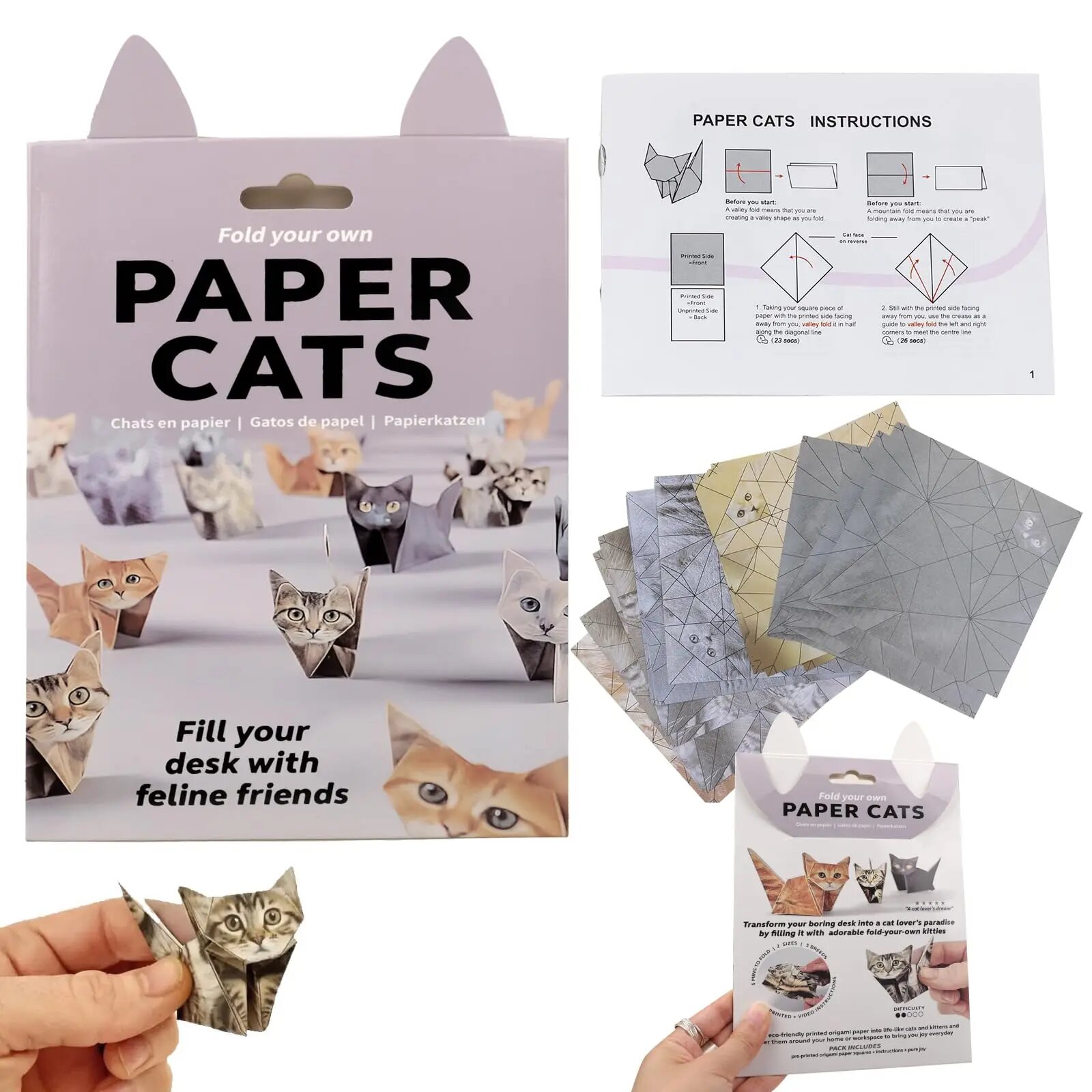 50/150 шт. набор бумаги для оригами с животными-милый кот, собака и динозавр, складной вариант «сделай сам», поделки ручной работы для любителей животных