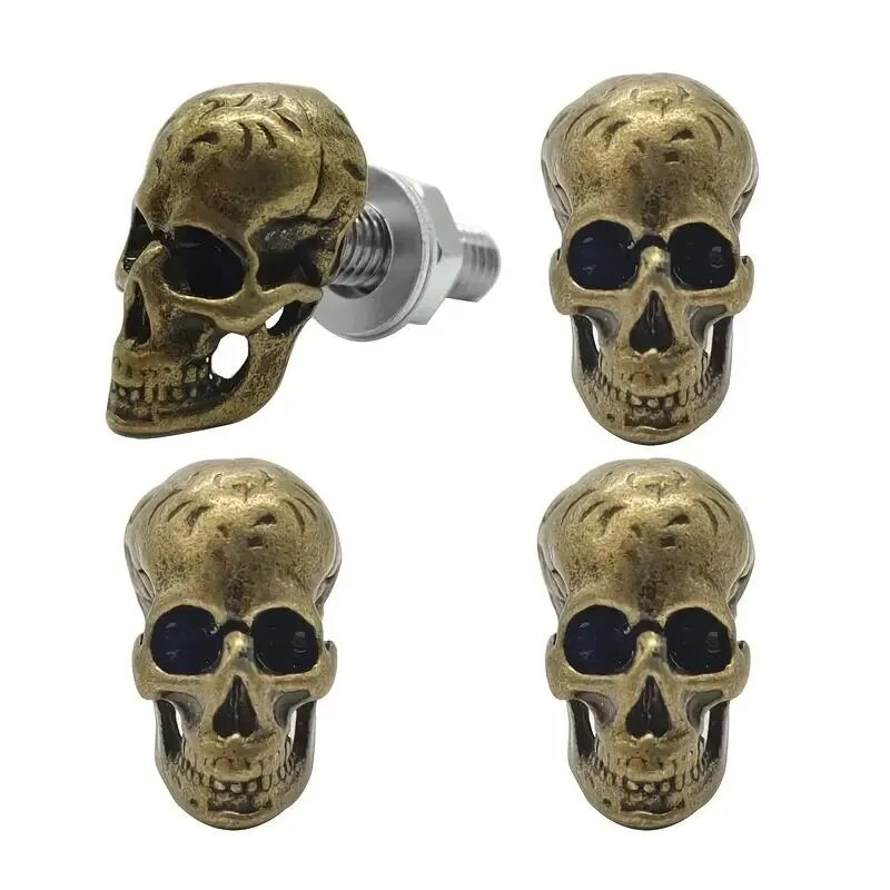 Комплект из 4-х предметов для замены болтов номерного знака в виде 3D-черепов для автомобилей и мотоциклов