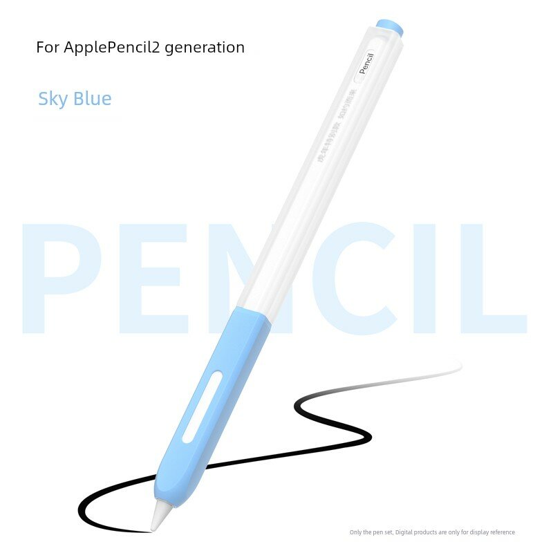 Силиконовый чехол для Apple Pencil 2-го поколения, цвет небесно-голубой, магнитное крепление, антипробуксовочная защита