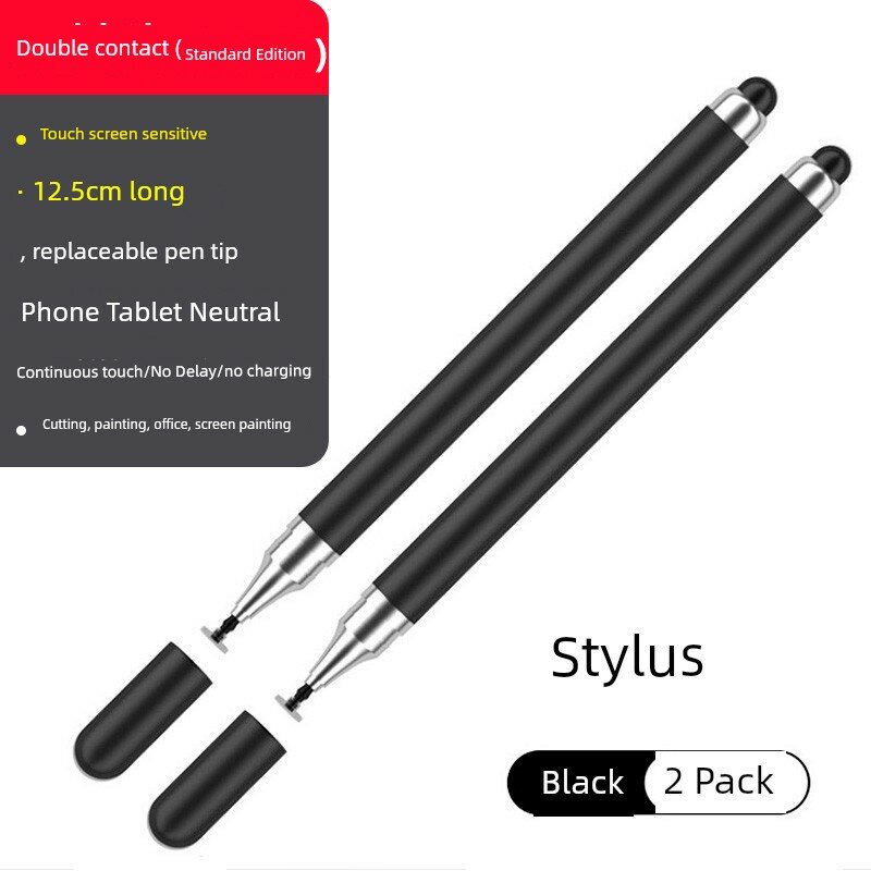 【Новая емкостная ручка с двумя наконечниками】Универсальный стилус 2-в-1 для мобильных телефонов и планшетов,