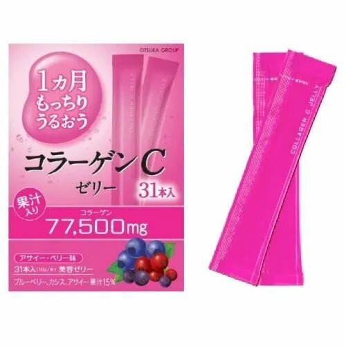 Коллаген пептид с протеогликанами Otsuka Collagen C Jelly желе со вкусом лесных ягод , 31 стик из Японии