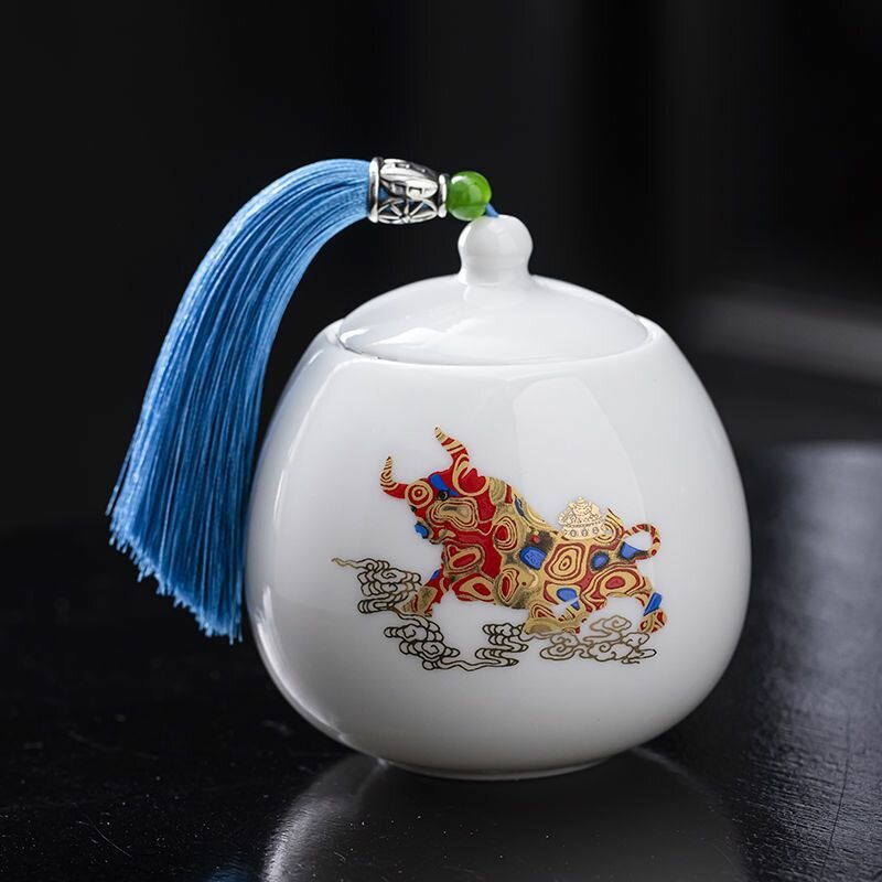 Керамическая банка для чая с крышкой, высококачественная банка для чая, маленькая портативная банка для чая, белая керамическая банка для домашнего использования