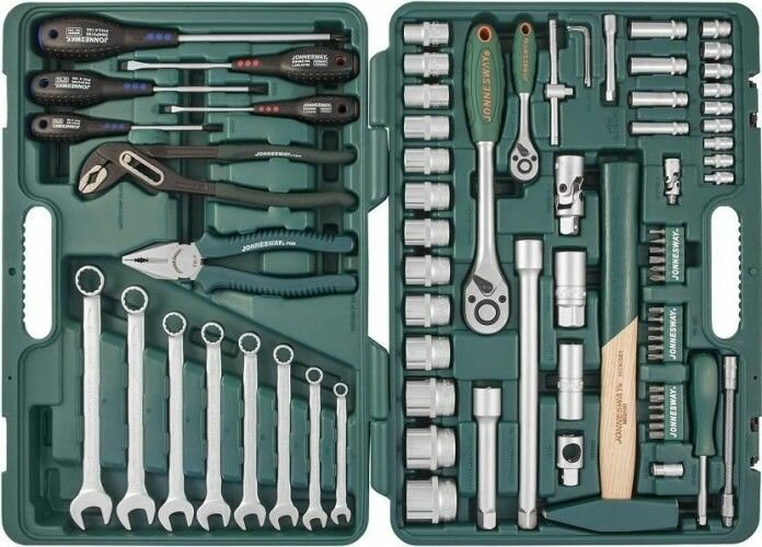 Набор инструментов JONNESWAY 77пр 1/4",1/2" 4-32мм 6-гран. пластик кейс