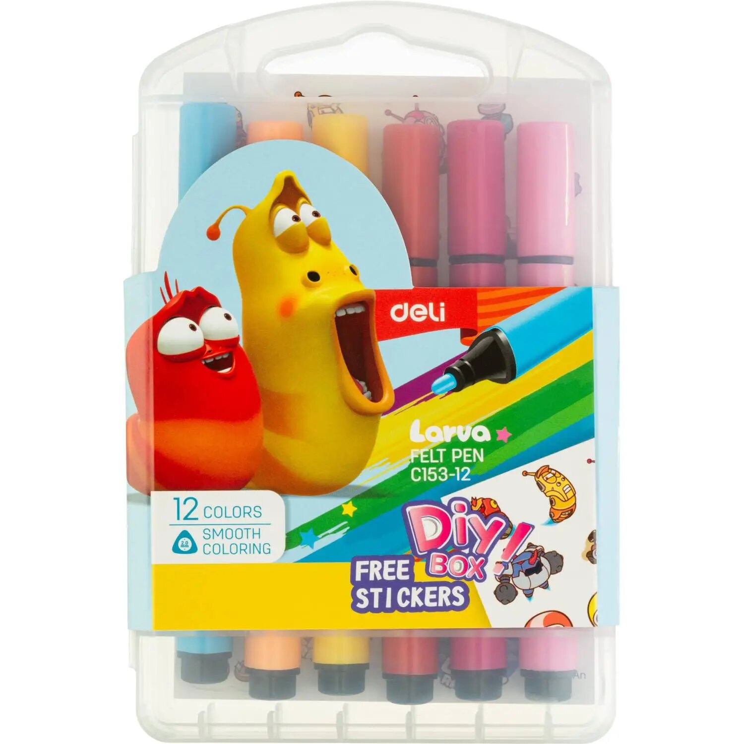 Фломастеры набор Deli Larva вентилируемый 12цв. Европодвес, EC153-12