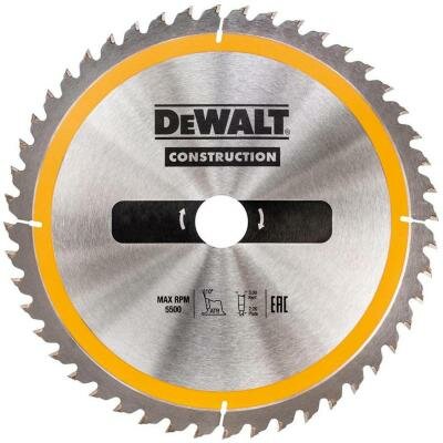Круг пильный твердосплавный DEWALT DT1934-QZ Ф165/20 24 ATB +10° CONSTRUCTION по дереву с гвоздями