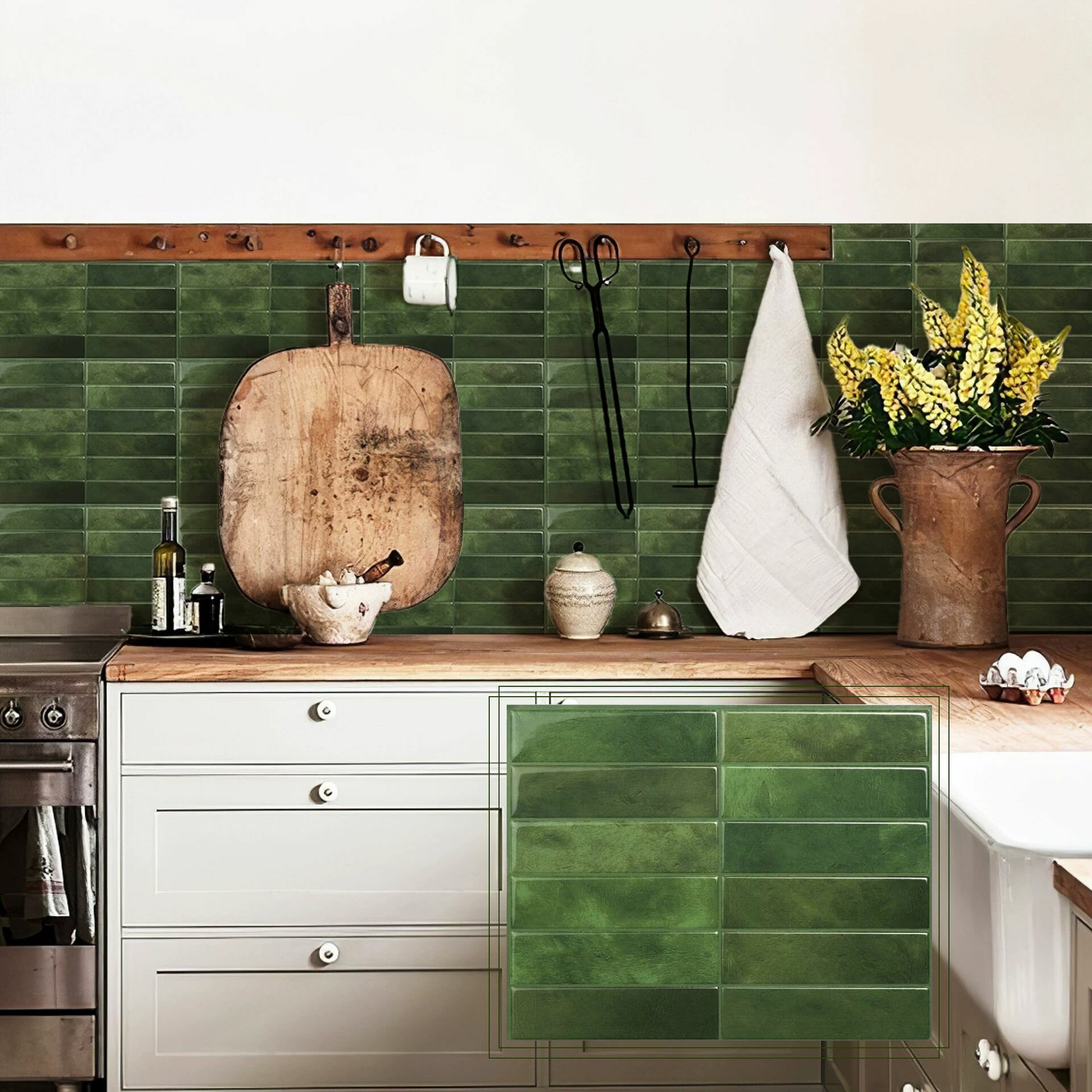 Самоклеящиеся стеновые панели наклейки , для ванной, гостиной, декора помещений и мебели, фартук для кухни на стену . Имитация кафельной плитки 22.9*29см. Комплект - 5 шт