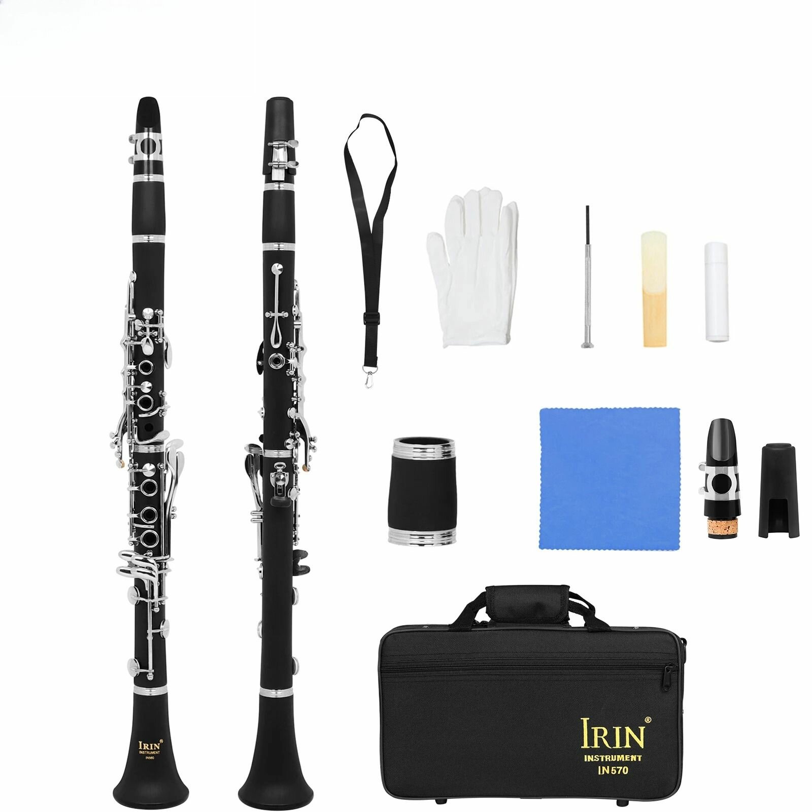 Кларнет си-бемоль, 17 клавиш, черный, из АБС-пластика.