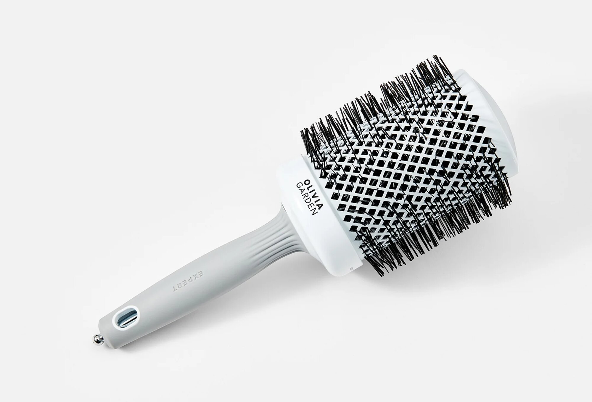 Термобрашинг Olivia Garden для укладки волос / Expert Blowout Shine White & Grey, 65 мм, бело-серый