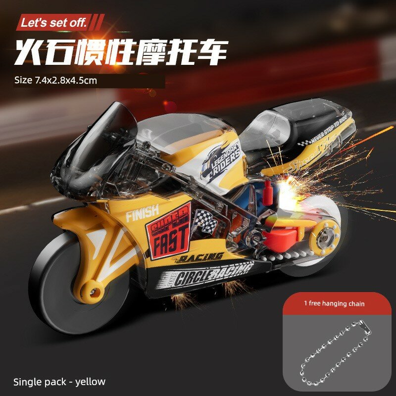 Желтый детский мотоцикл-брелок-модель, реалистичный дизайн, подарок для снятия стресса, размер 2,5 см