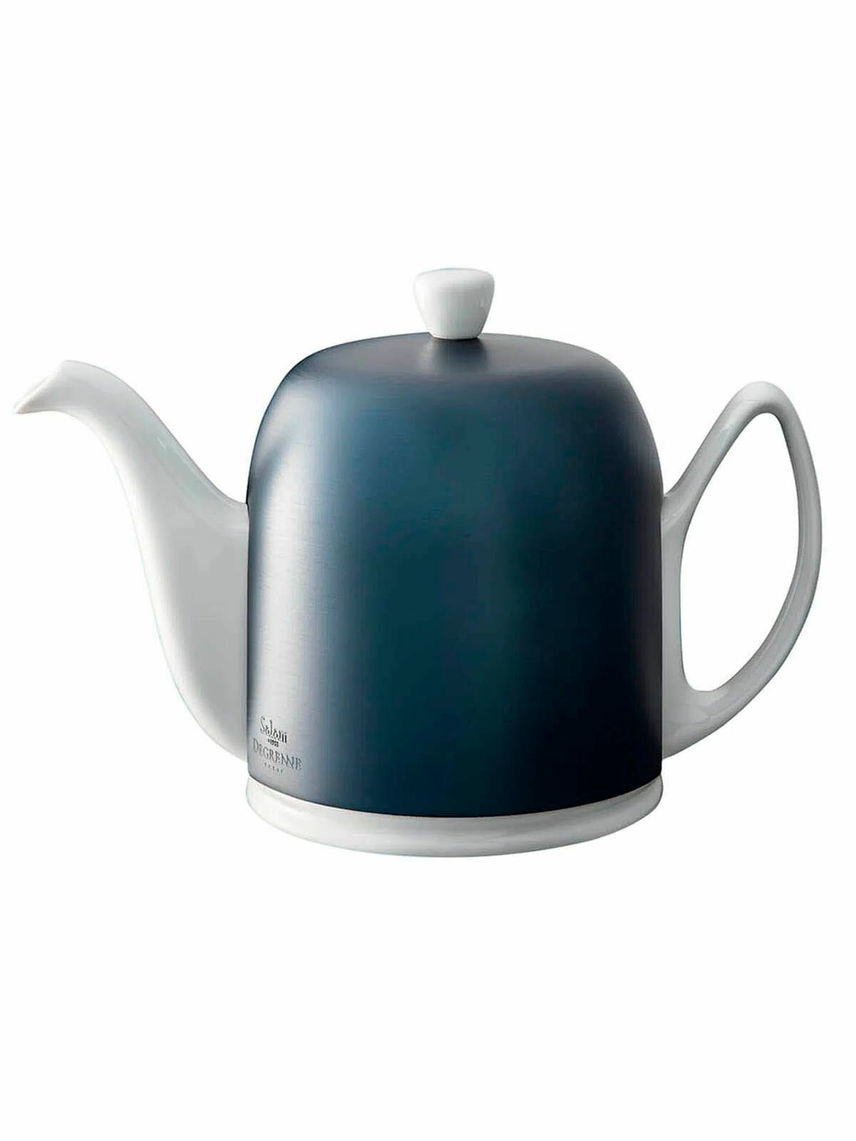 Чайник заварочный на 6 чашек Degrenne Salam White с синей крышкой 900 мл